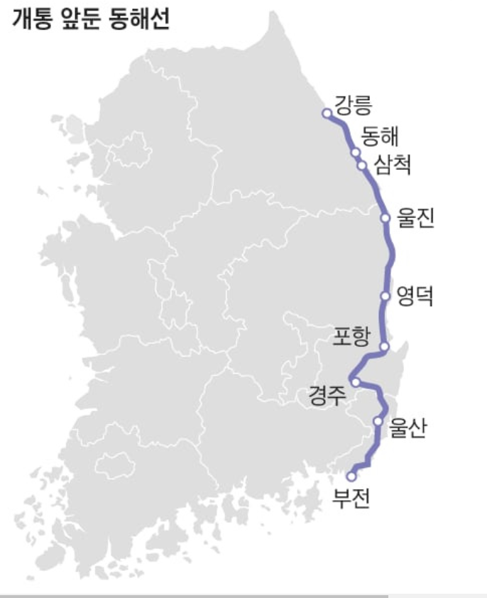 Ktx 이음 청량리역에서 부산 부전역까지 중앙선 노선안내