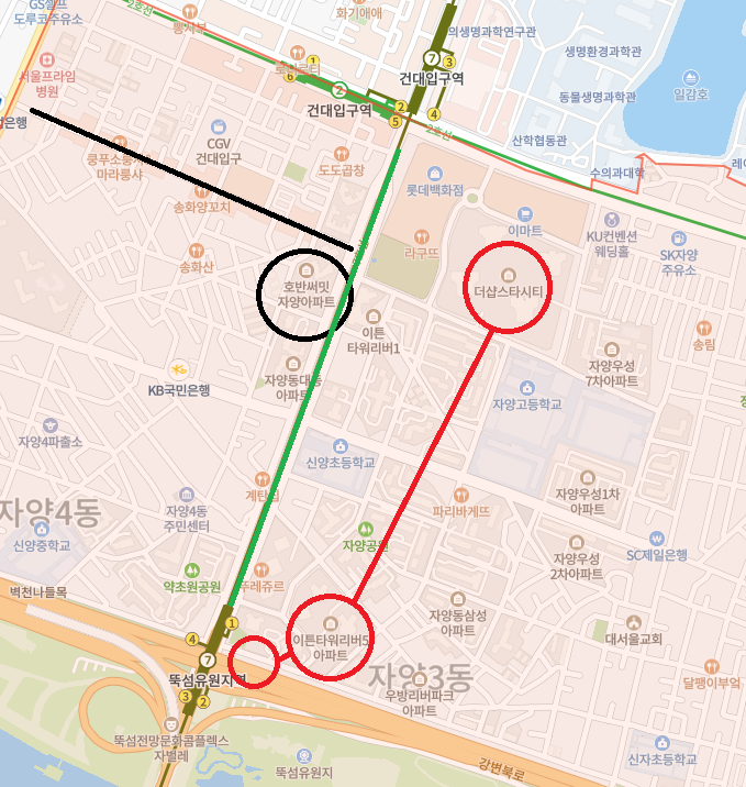 자양호반써밋과 주변 주상복합아파트의 비교 Vs 더샵스타시티