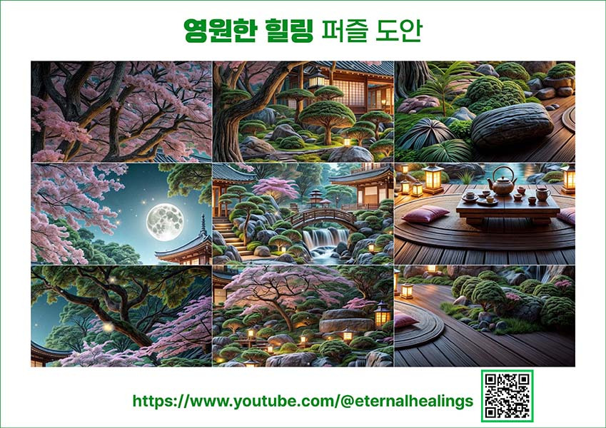 일본 정원 퍼즐 게임 도안 색칠공부도안 이미지 그림 프린트 무료다운 어르신 노인 유아 인지프로그램 치매예방