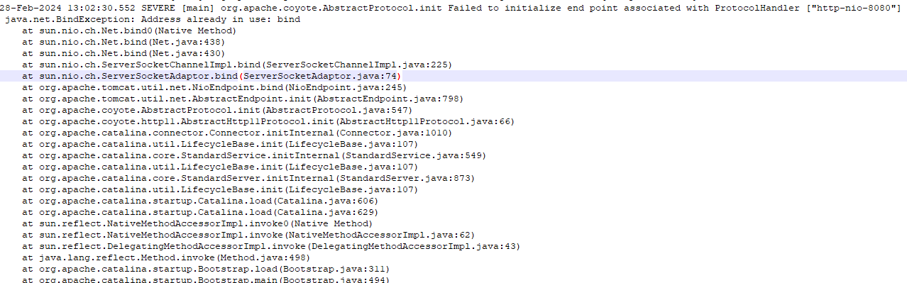 [Tomcat] java.net.BindException: Address already in use: bind