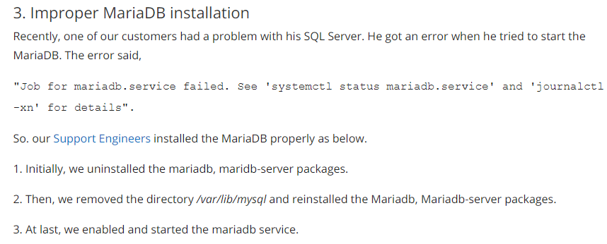 [MariaDB / MySQL] MariaDB 실행 안됨 해결 법. (Job for mariadb.service failed because the control ...
