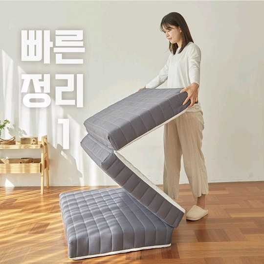 자취 인테리어 원룸 가구 추천 몽스홈 바닥 단단한 3단 접이식 마약 매트리스 6cm 14cm 수면 매트 자취방 접는 침대