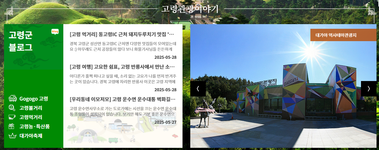 고령군청 홈페이지 (www.goryeong.go.kr/)