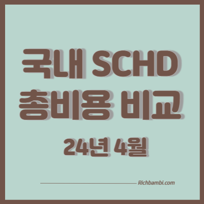 국내 SCHD - TIGER SOL ACE 미국배당 다우존스 총비용 비교(24년 4월) - 밤비의 투자생활
