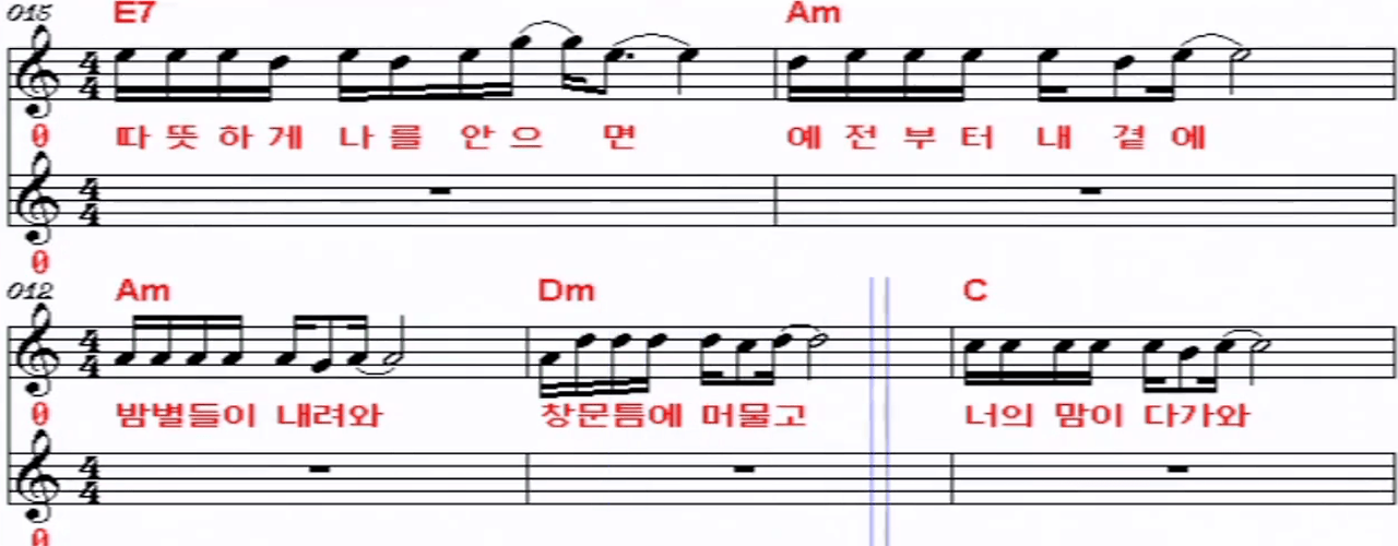 양하영 가슴앓이 가사악보노래 해석