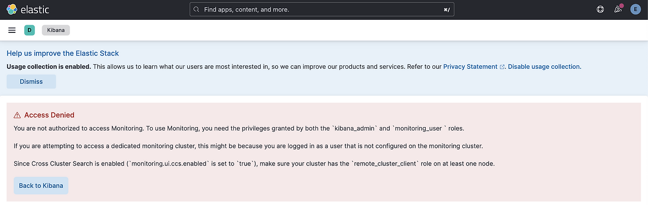 Kibana Elasticsearch를 Master Data Node로 변경한 이후 Kibana Stack Monitoring Dashboard에 접근안될때