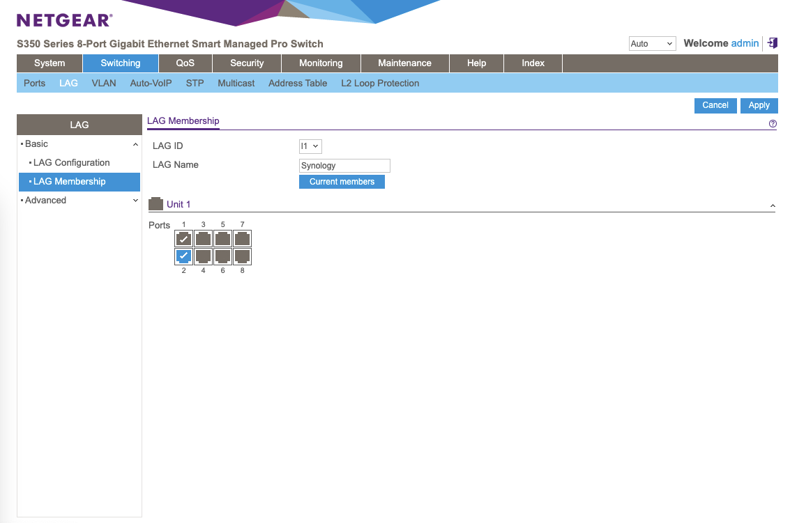 Synology NAS의 네트워크 속도를 위해 LACP