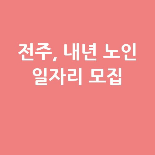 전주시 2025 노인 공공일자리 신청방법 자격 대상 이코노미 뉴스