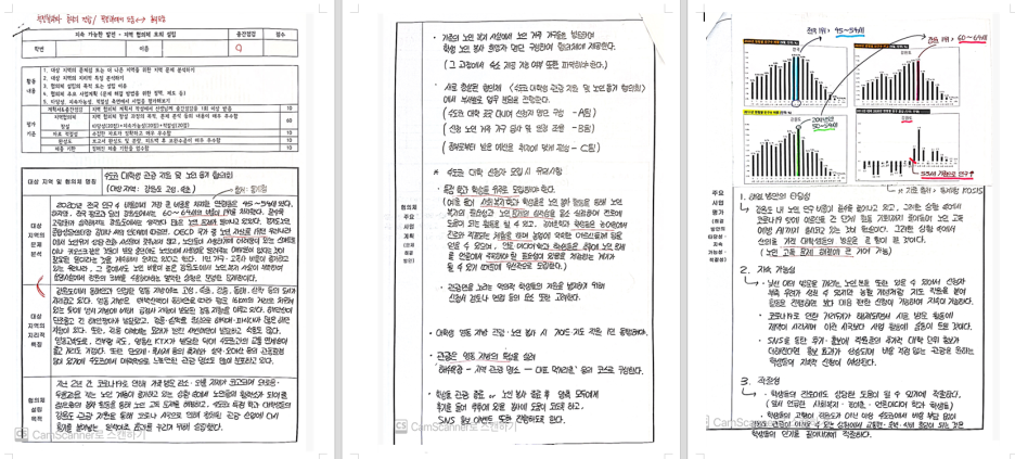 한국지리 수행평가 및 세특기록