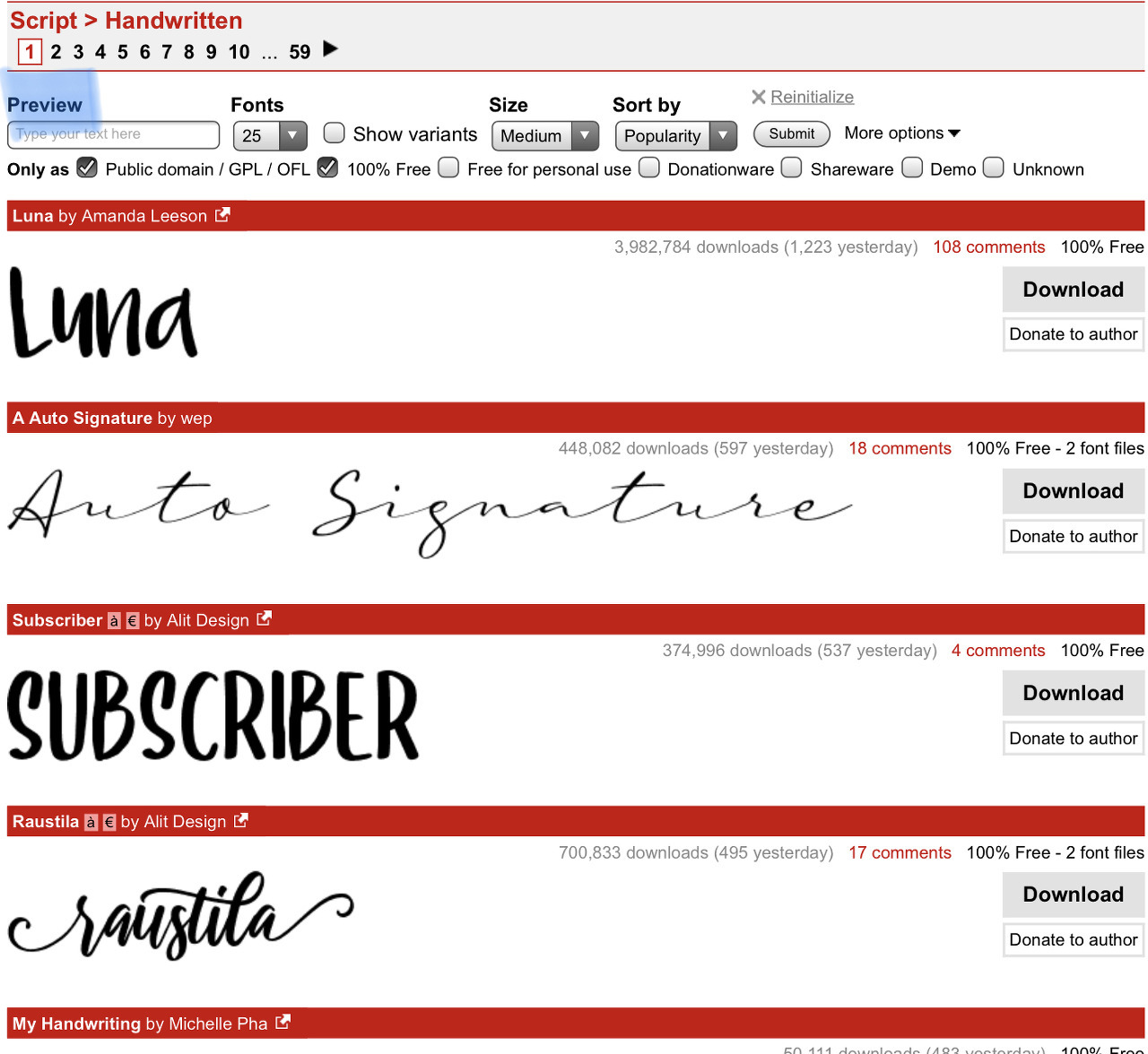 저작권 없는 영문 무료폰트 다운로드 사이트 - 다폰트(DaFont)