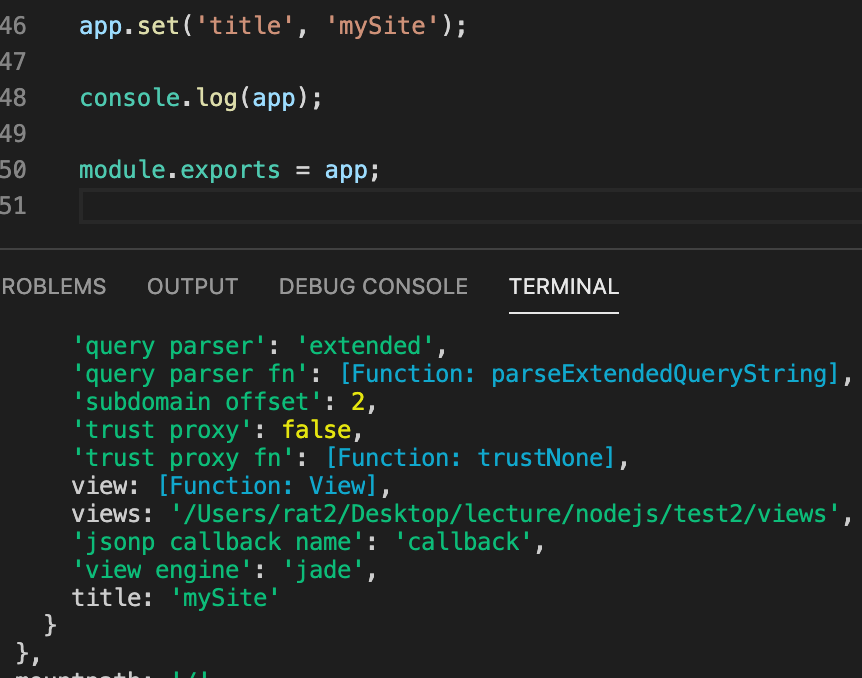 What app.set function do (Express.js) :: 쥐돌이메모장