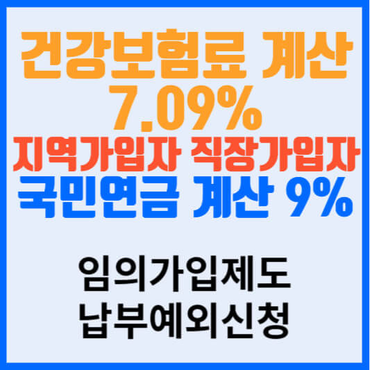 건강보험 지역가입자 직장가입자 보험료 차이 국민연금 보험료 계산 임의가입제도 납부예외 신청