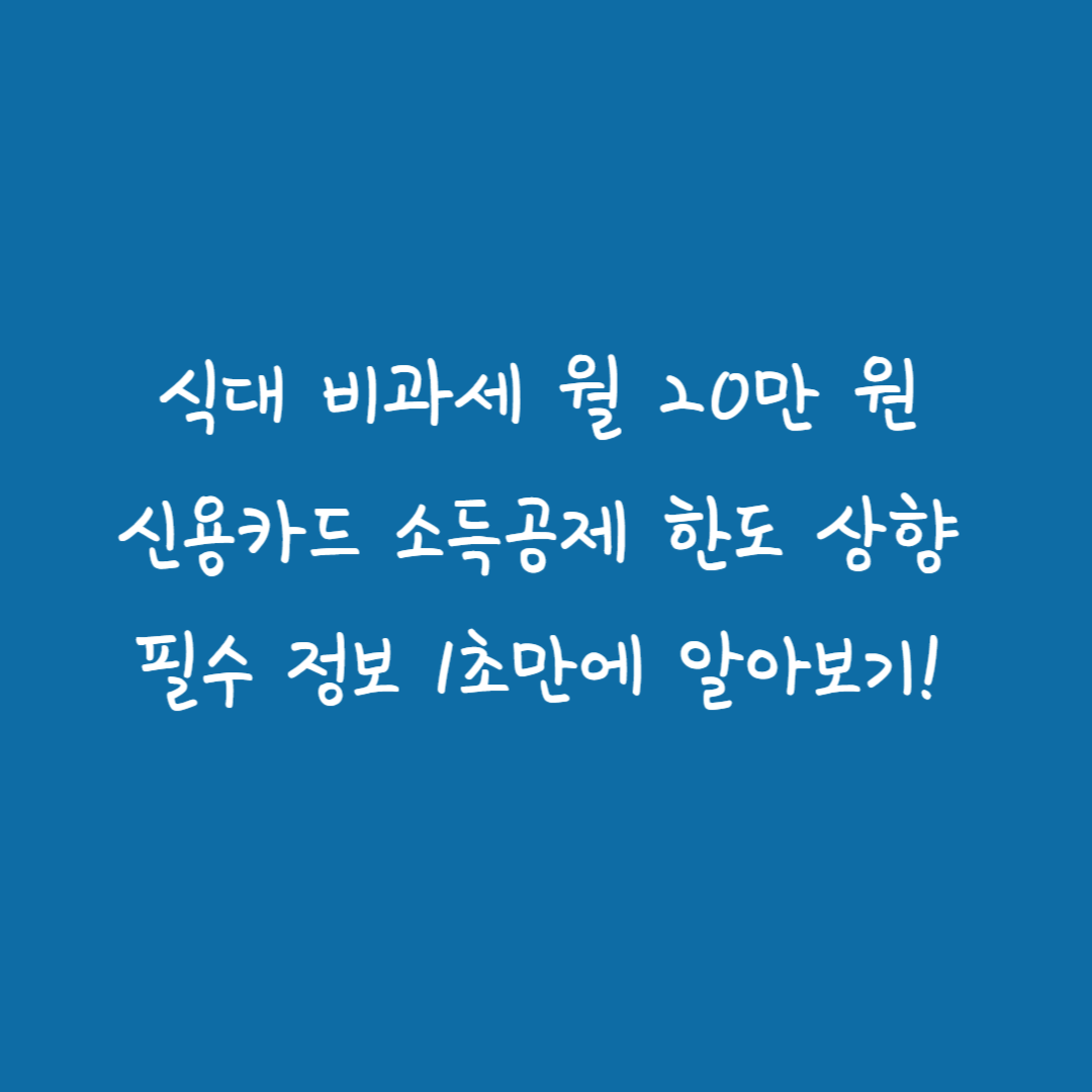 비과세 혜택 놓치지 마세요 식대 20만 원 상향과 소득공제 팁 총정리