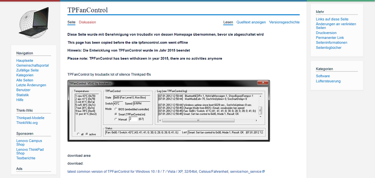 ikSkyLand :: [INTERNET World Wide Web SURFER] :: TPFanControl를 이용하여 씽크패드(Thinkpad) 팬 속도 조절하기