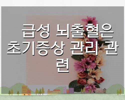 급성 뇌출혈은 초기증상 관리 관련
