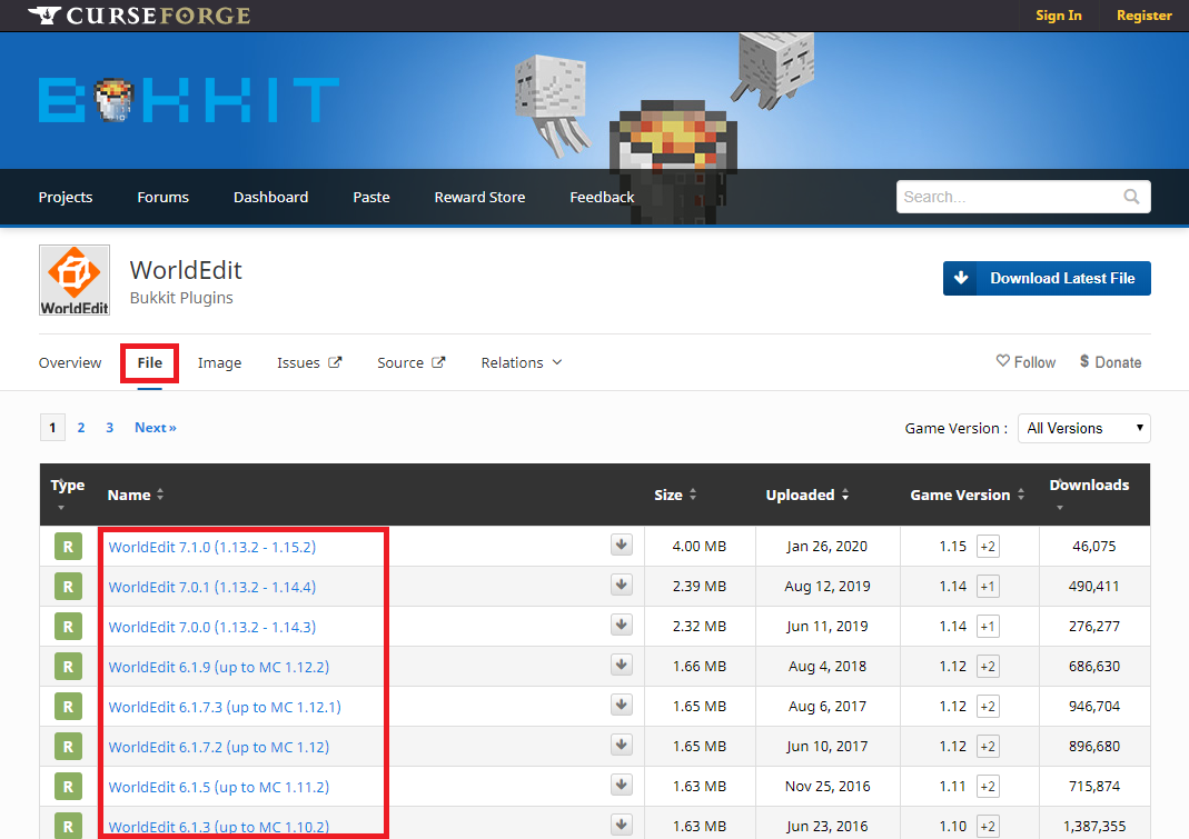 마인크래프트 월드에딧worldedit 115 플러그인 다운로드 방법