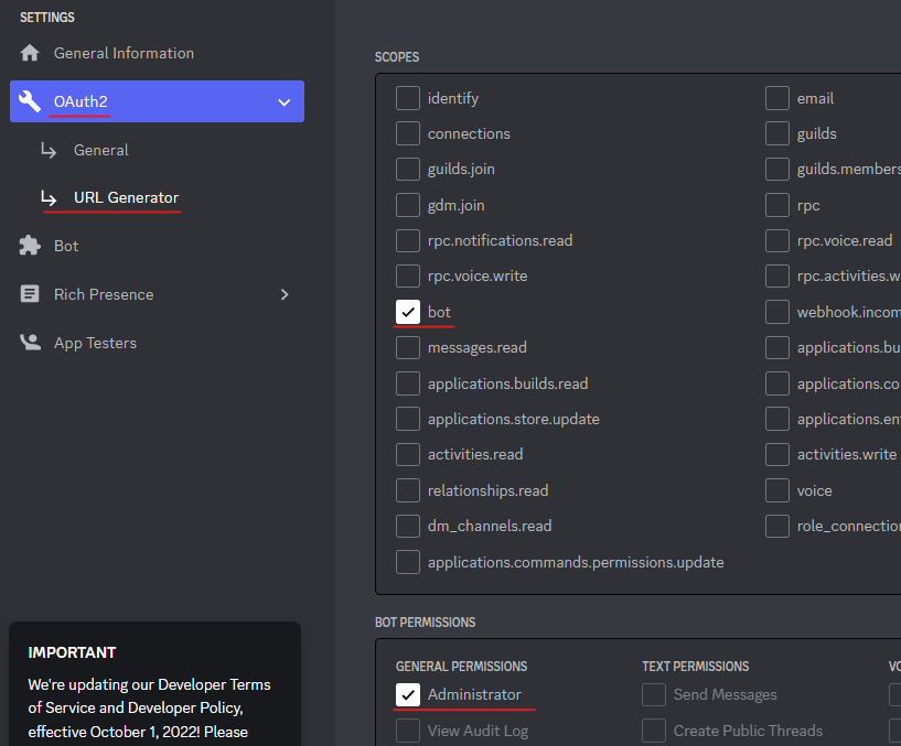[Discord] 봇, 토큰 생성