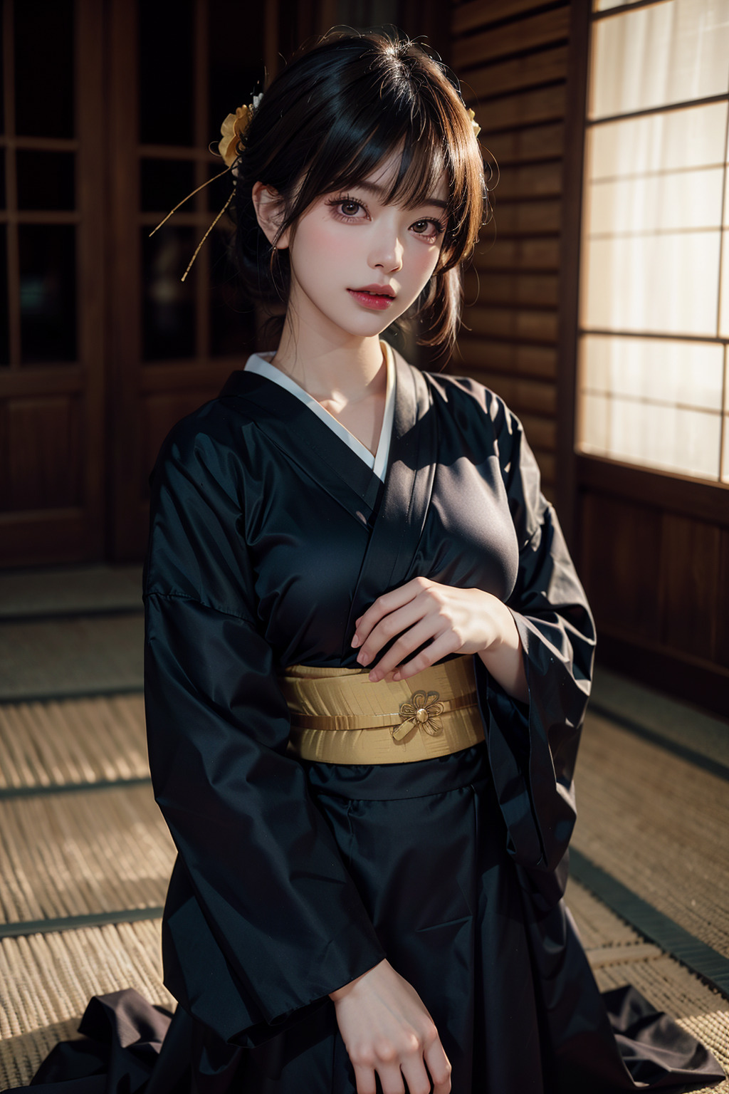 플래시24 카툰애니 검은색 기모노 입은 가련청순녀