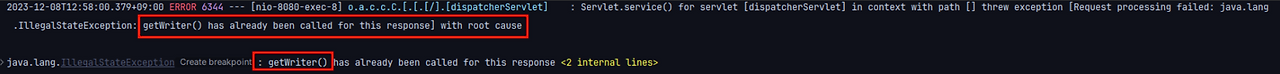 TIL 2023-12-08 getWriter() has already been called for this response — wonow_