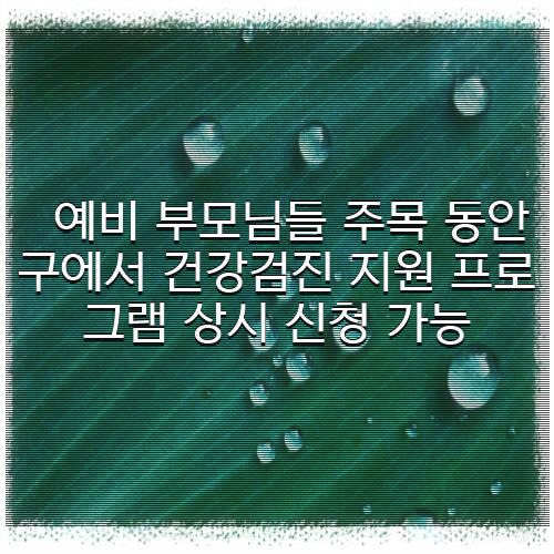 예비 부모님들 주목 동안구에서 건강검진 지원 프로그램 상시 신청 가능