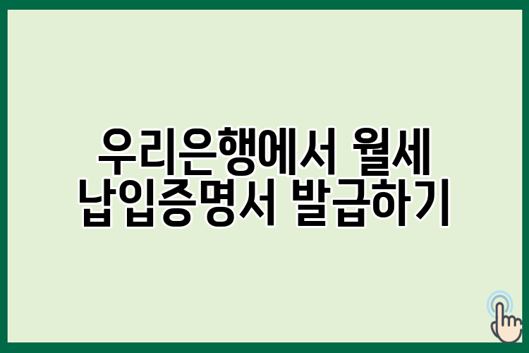 우리은행 월세 납입증명서 발급 방법과 세액공제 혜택
