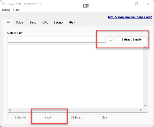 텍스트 파일에서 이메일 주소 추출하는 프로그램, Easy Email Extractor