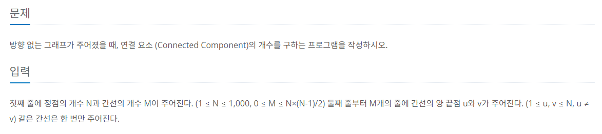 백준 11724번: 연결 요소의 개수[JAVA]