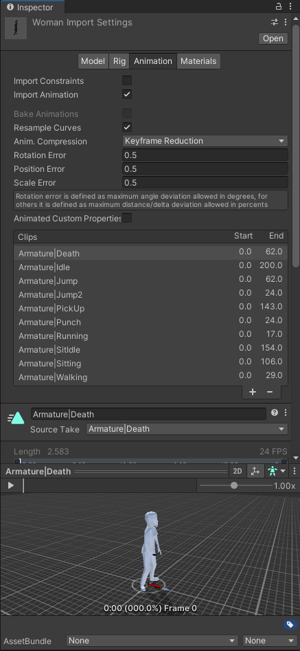 Software Engineer :: Unity 3D - 유니티 3D 모델 애니메이션 수정 및 적용