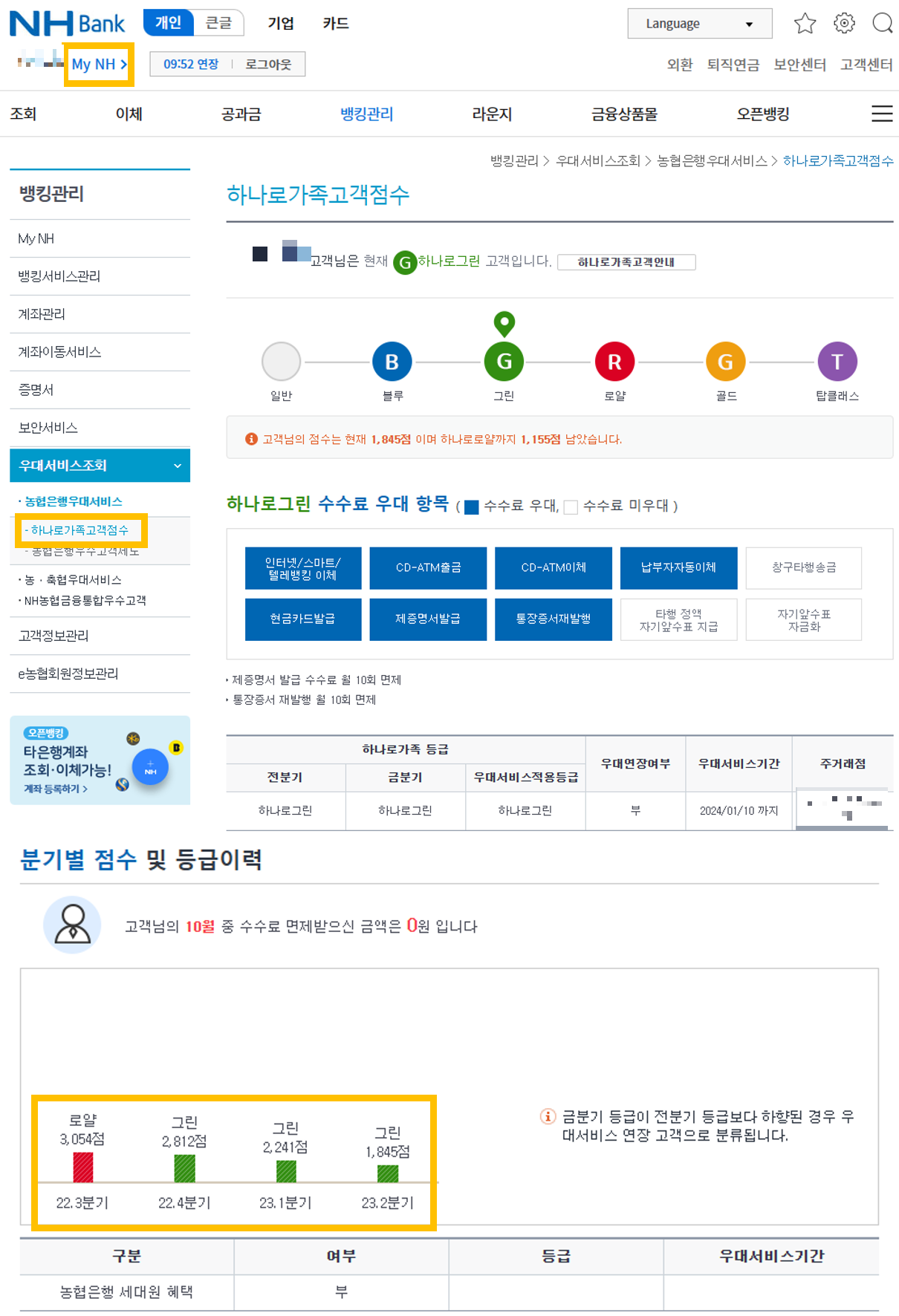 농협은행 신용등급 확인하나로고객제도