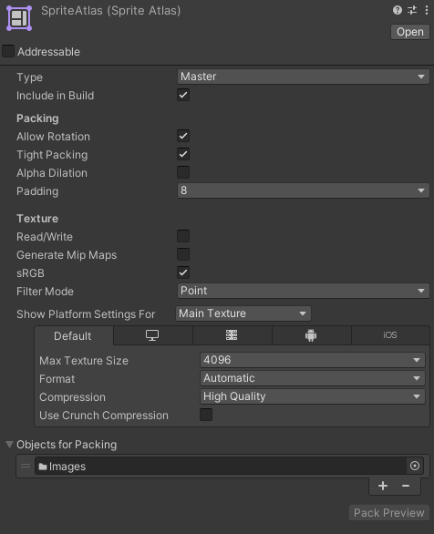 유니티 Sprite Atlas 만들기