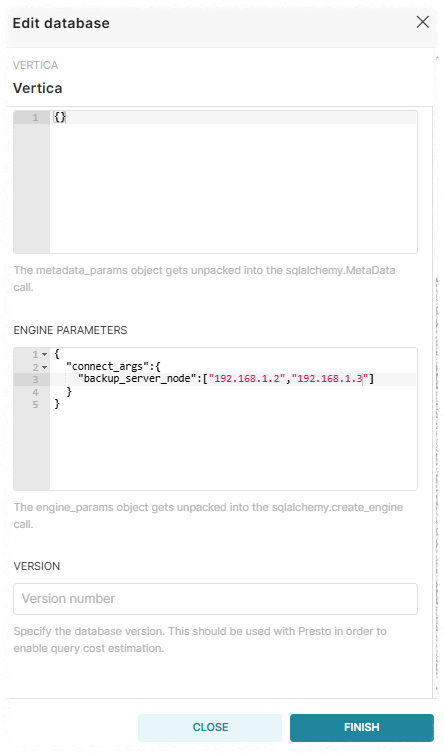 [Superset] Vertica connection backup node 설정