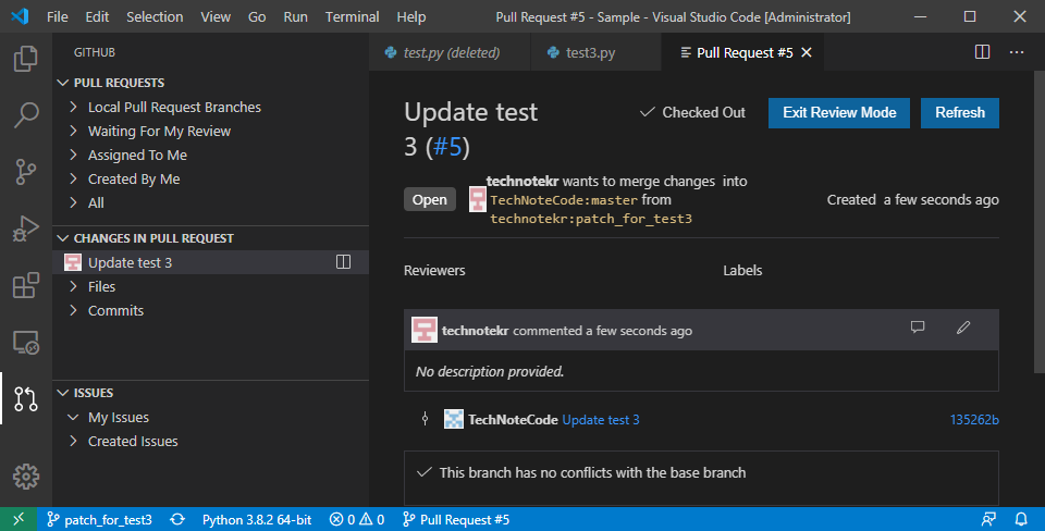 [VSCODE] Github Pull Requests 생성하기