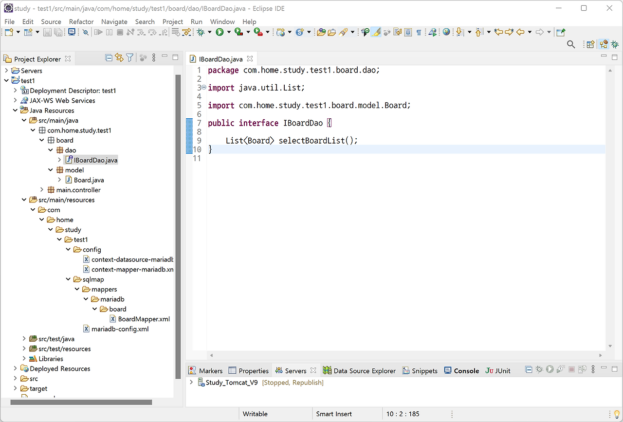 Spring에 DAO - Interface, Implement 추가