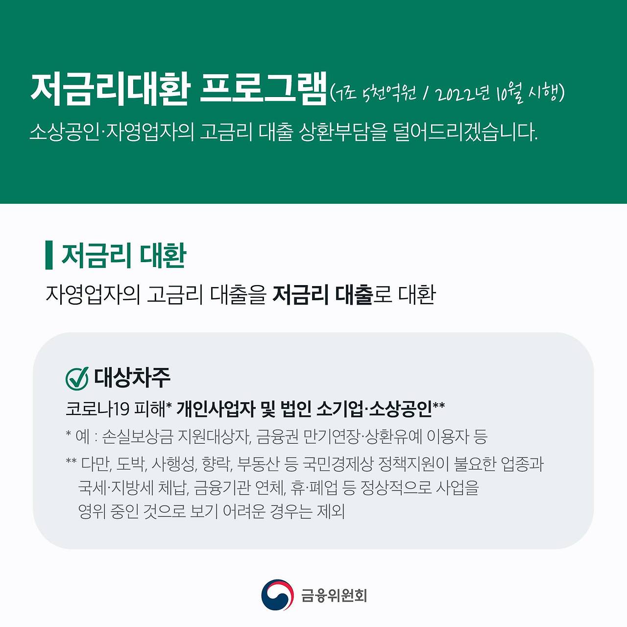 소상공인 자영업자 고금리 대출 대환대출 지원 대상·신청 방법