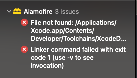 ios / flutter 시뮬레이터 빌드시 /Applications/Xcode.app/Contents/Developer/Toolchains/XcodeDefault ...