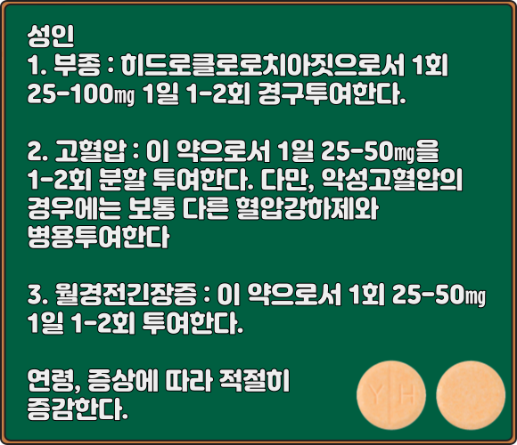 다이크로짇정 25mg 효능과 부작용 총정리 하고 이뇨제 복용하세요