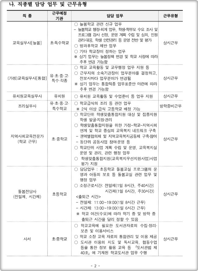 2024 하반기 서울 교육공무직 채용공고 바로가기 선발인원티오 1233명 서울 교육청 교육공무직 자격