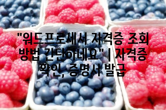 워드프로세서 자격증 조회 방법 간단하네요 자격증 확인 증명서 발급