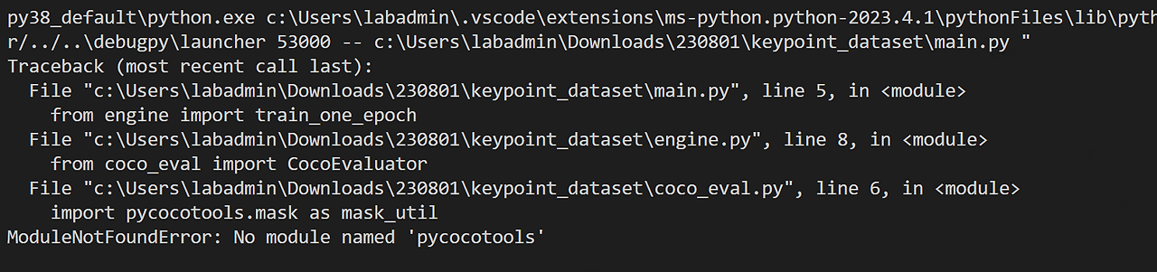 [Python] ModuleNotFoundError: No module named 'pycocotools'