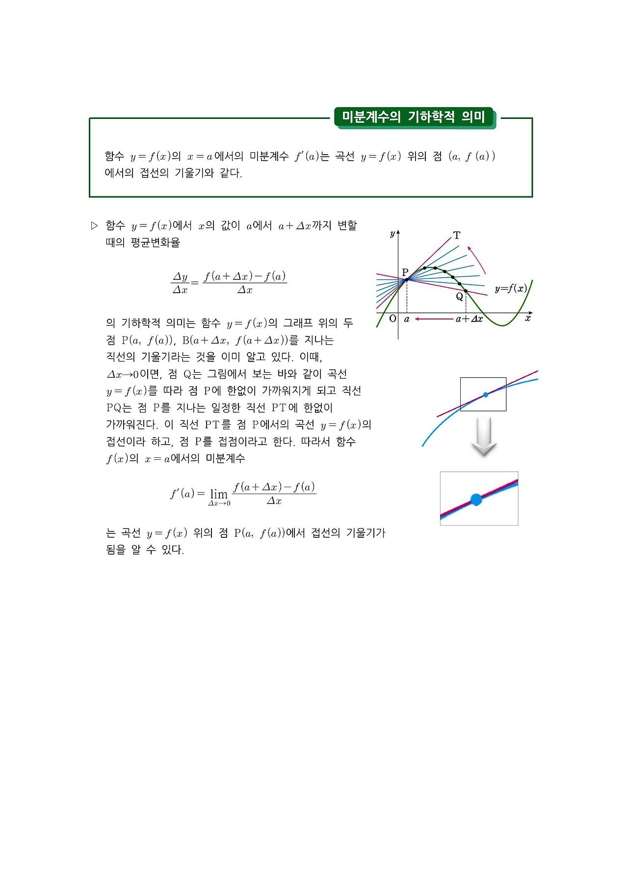 수학 개념 정리공식 미분계수 평균변화율 미분계수의 기하학적 의미 미분가능성과 연속성