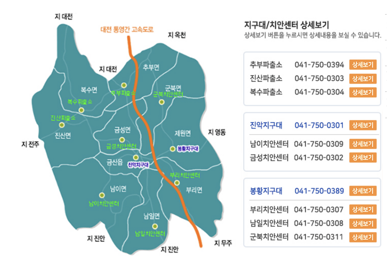 금산경찰서 민원실 전화번호 운영시간 위치 지구대 및 파출소 연락처