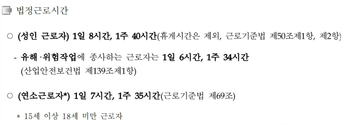 주 52시간 근로기준법 근무제 초과근무 위반 신고방법야간근무시간