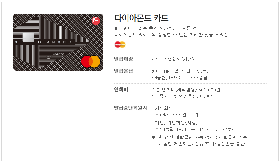 Bc 다이아몬드 카드 갱신