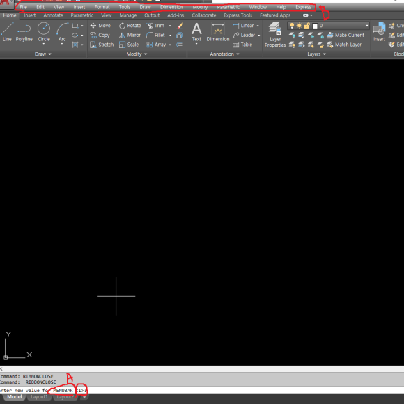 오토캐드 TIP(팁)- 오토캐드 인터페이스 리본메뉴 및 메뉴바가 사라졌을경우 나타나게 하는 방법에 대해 알아봅니다.