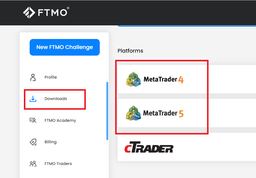 FTMO . MT4 MT5 설치 파일 다운로드