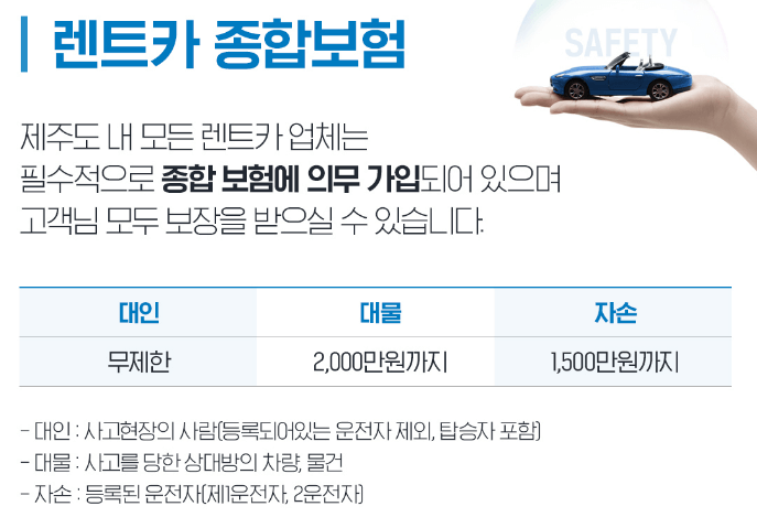 제주도 렌트카 자차보험 선택기준 완벽 정리 뜻