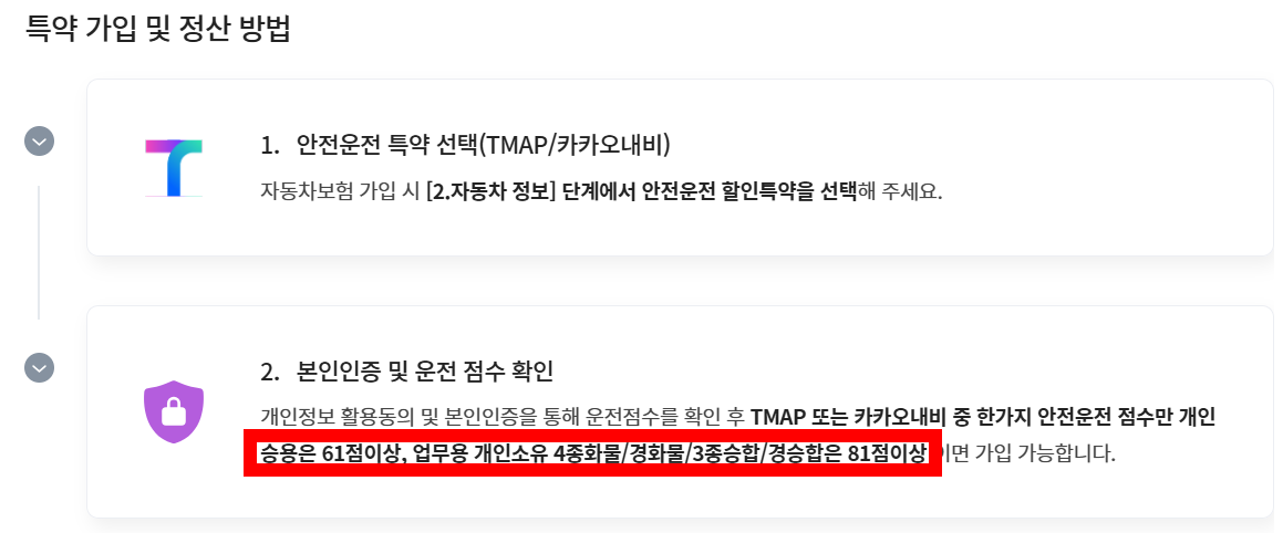 Db다이렉트자동차보험 티맵카카오내비 안전점수 283 할인 가이드주의사항