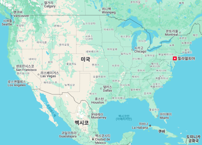 미국 필라델피아 지도 위치와 여행 명소