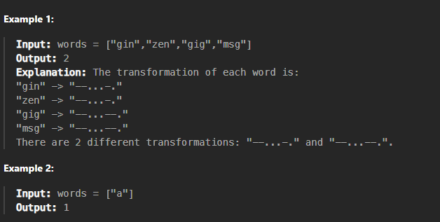LeetCode : 804. Unique Morse Code Words