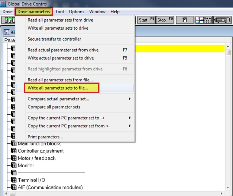 Lenze GDC (1) - Save parameter as a file (Read)